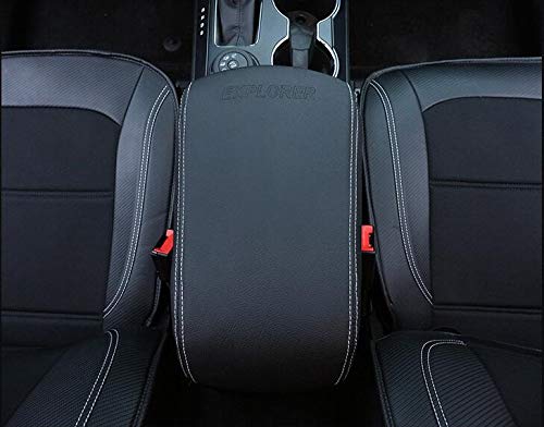 Salusy Center Console Armrest Storage Box Leather Protector Cover Compatible with Ford Explorer 2011 2012 2013 2014 2015 2016 2017 2018 2019