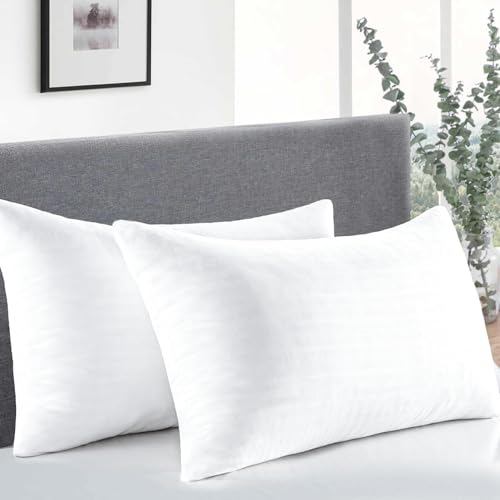 Sofslee Pillows Queen Size Set of 2, Bed Pillows for Sleeping, Queen Pillows 2 Pack for Back, Stomach or Side Sleepers, Fluffy Cooling Hotel Pillows Down Alternative Pillows