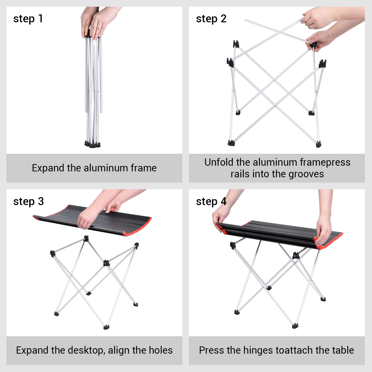 Sportneer Camping Table, Camping Tables That Fold Up Lightweight Camp Table Portable Table Foldable Aluminum Folding Camp Table for Camping Picnic Backpacking Beach BBQ Cooking