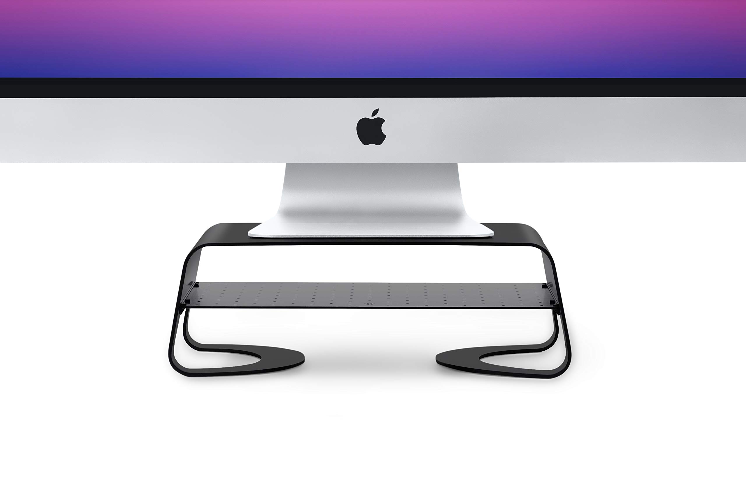 Twelve South Curve Riser Monitor Stand | Ergonomic Desktop Stand with Storage Shelf for iMac and Displays, Matte Black