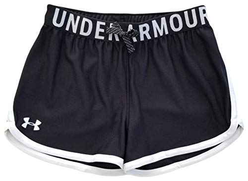 Under Armour Girls' Play Up Solid Workout Gym Shorts (Black (001)/White, Small)