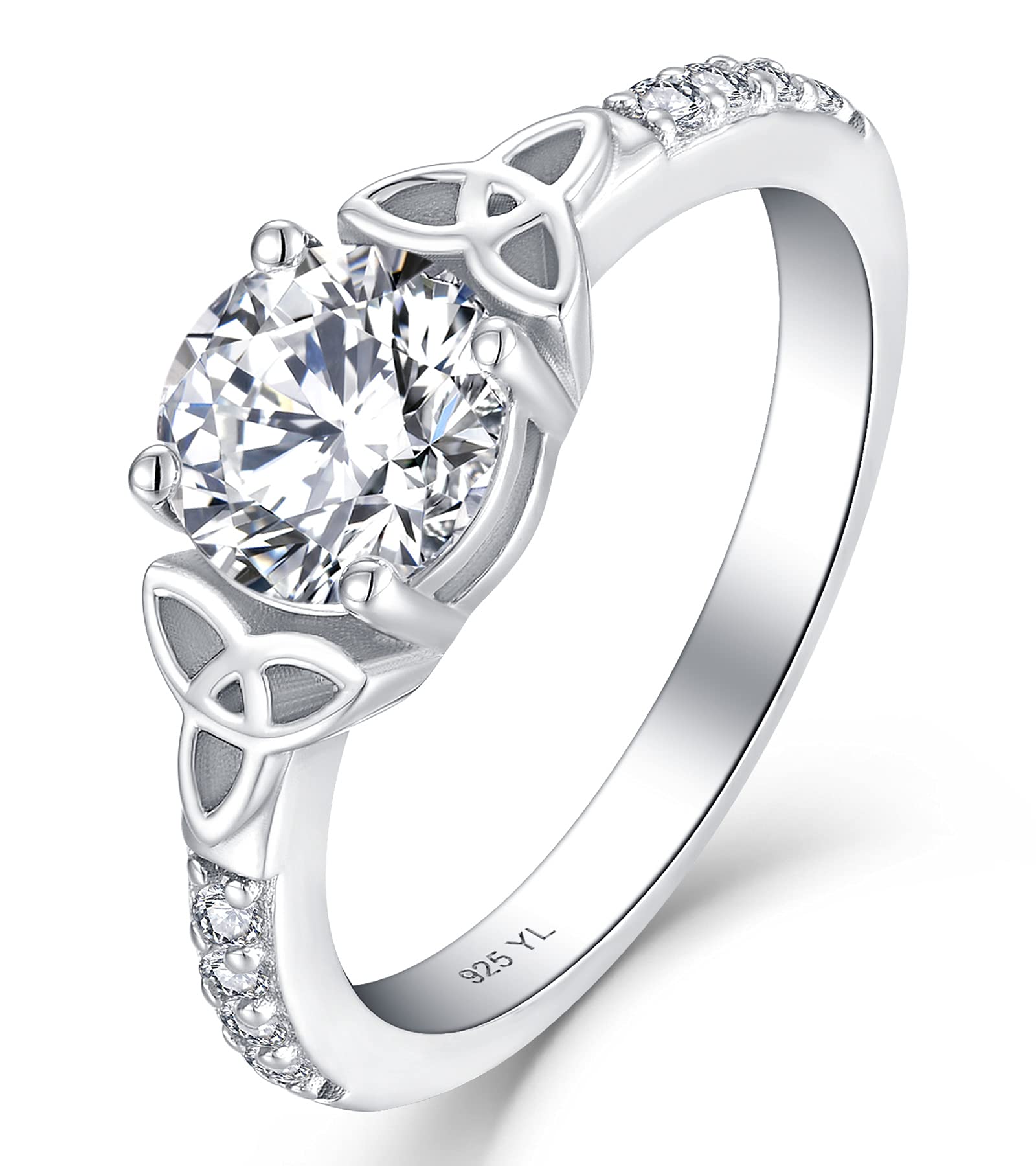 YL Celtic Knot Rings for Women 925 Sterling Silver Cubic Zirconia Statement Rings-size7