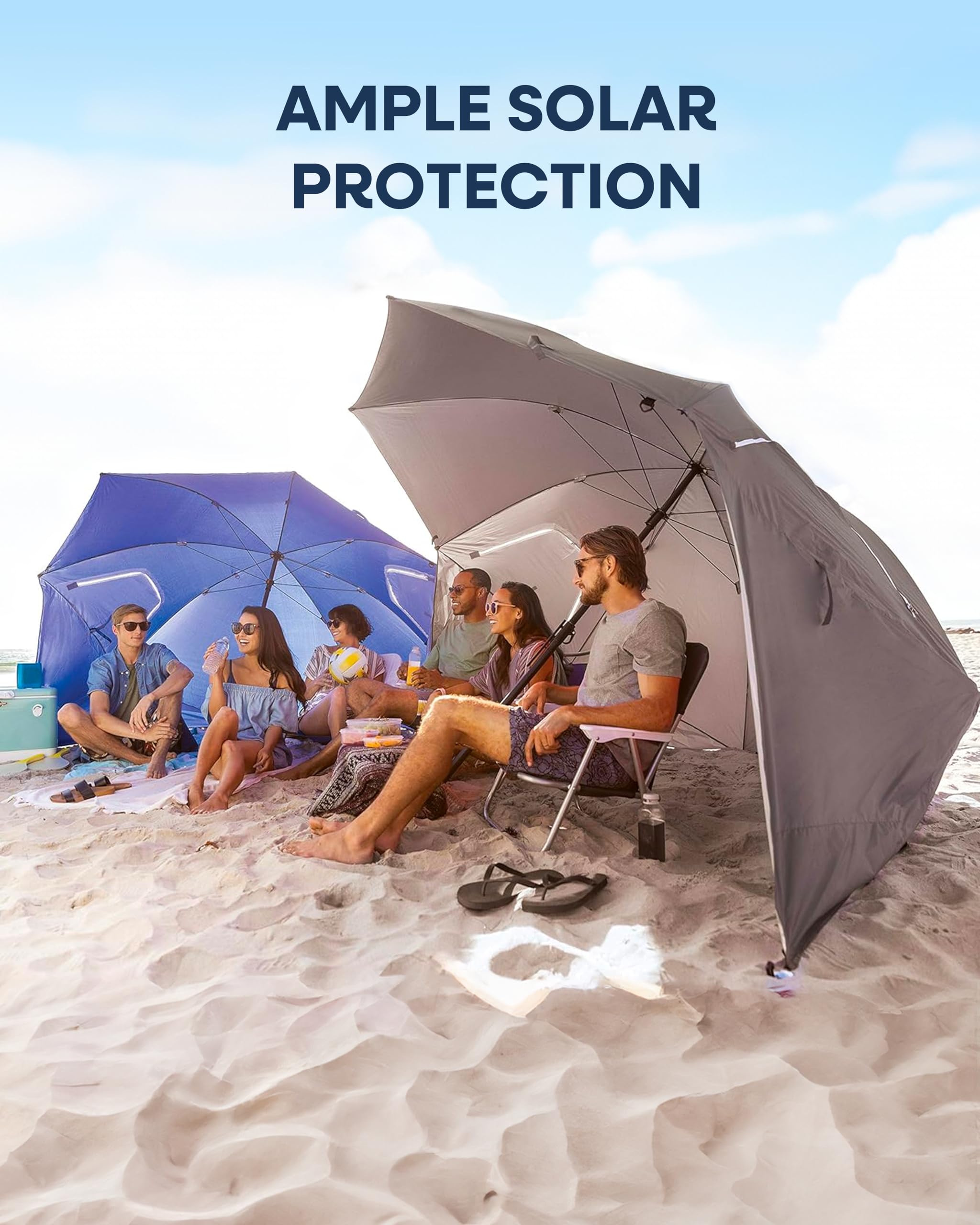 Sport-Brella Premiere XL UPF 50+ Umbrella Shelter for Sun and Rain Protection (9-Foot, Blue)