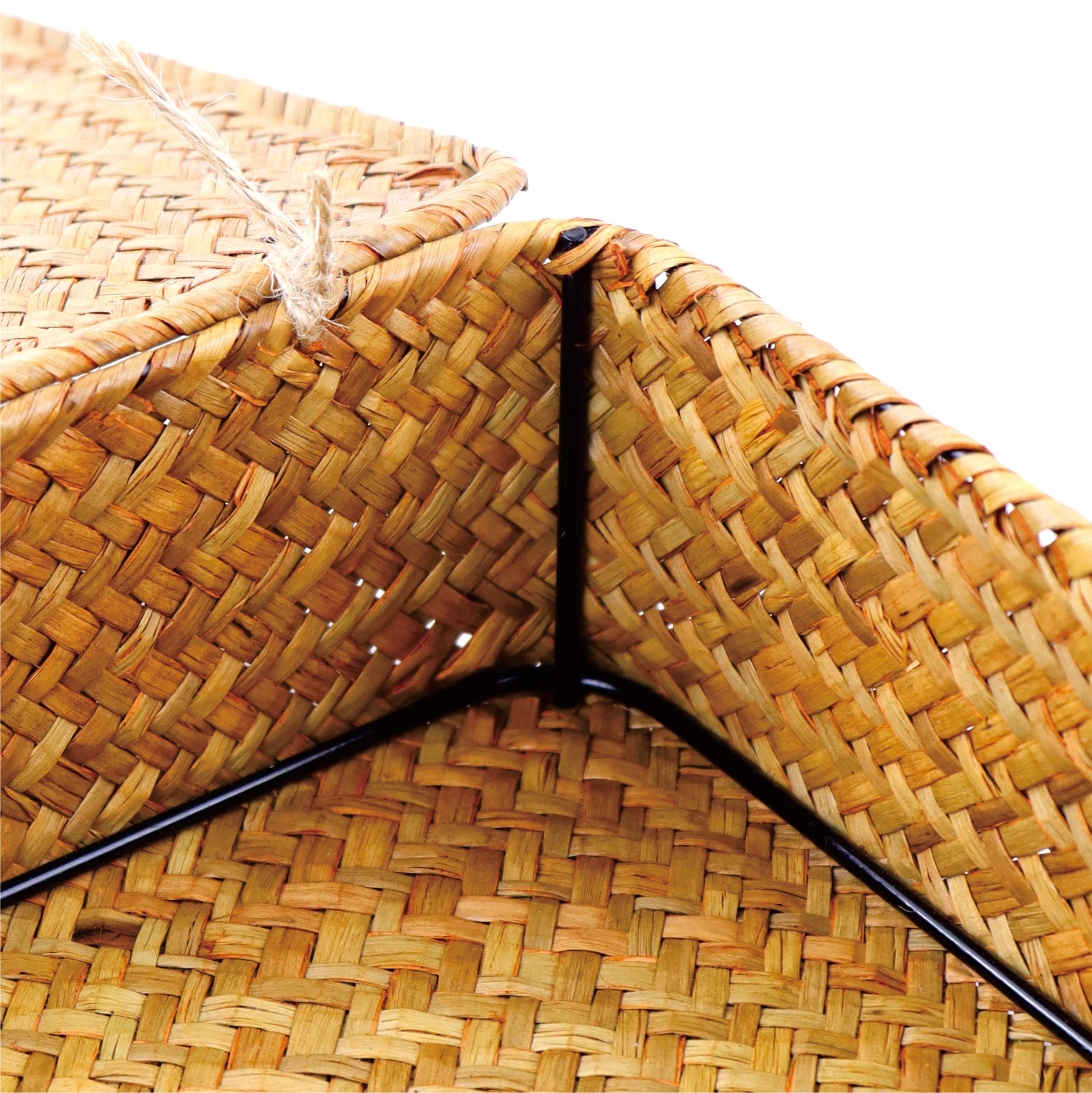 TWIGANDLAKE 2PCS Wicker Woven Storage Bins with Natural Seagrass Rattan Woven Organizer Boxes, Small and Large Wicker Basket Set with Lid for Shelf, Book