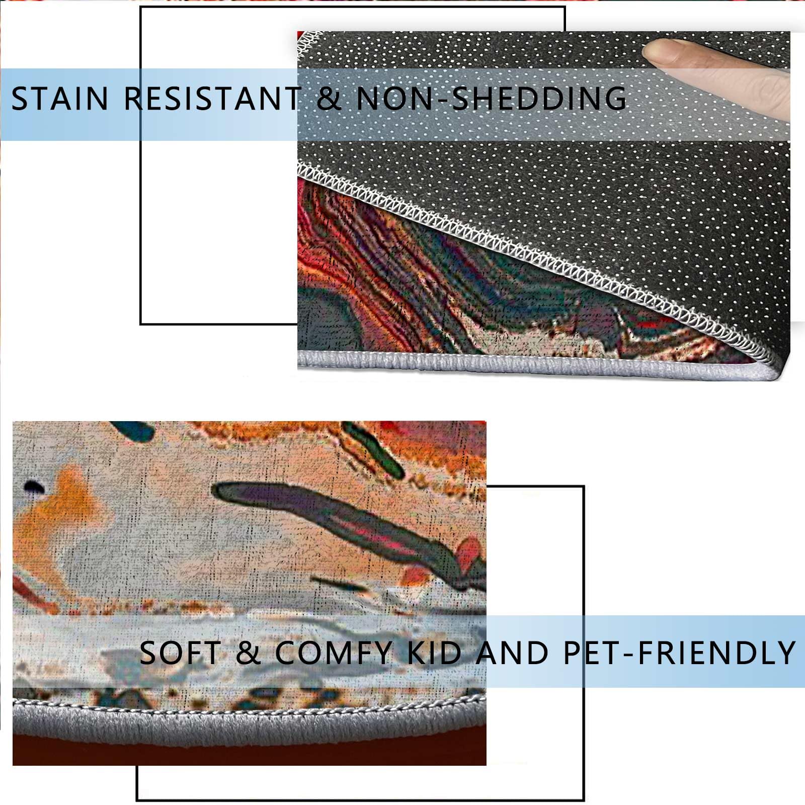 Round Rolling Chair Mat Marble Heavy Duty Floor Protector Abstract Luxury Art Office Desk Chair Mat Floor Mat for Standing Desk 4 FT