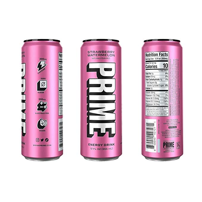 Prime Energy Drink 5 Flavor Variety Pack (1 of each flavor) Blue Raspberry, Lemon Lime, Tropical Punch, Strawberry Watermelon, & Orange Mango