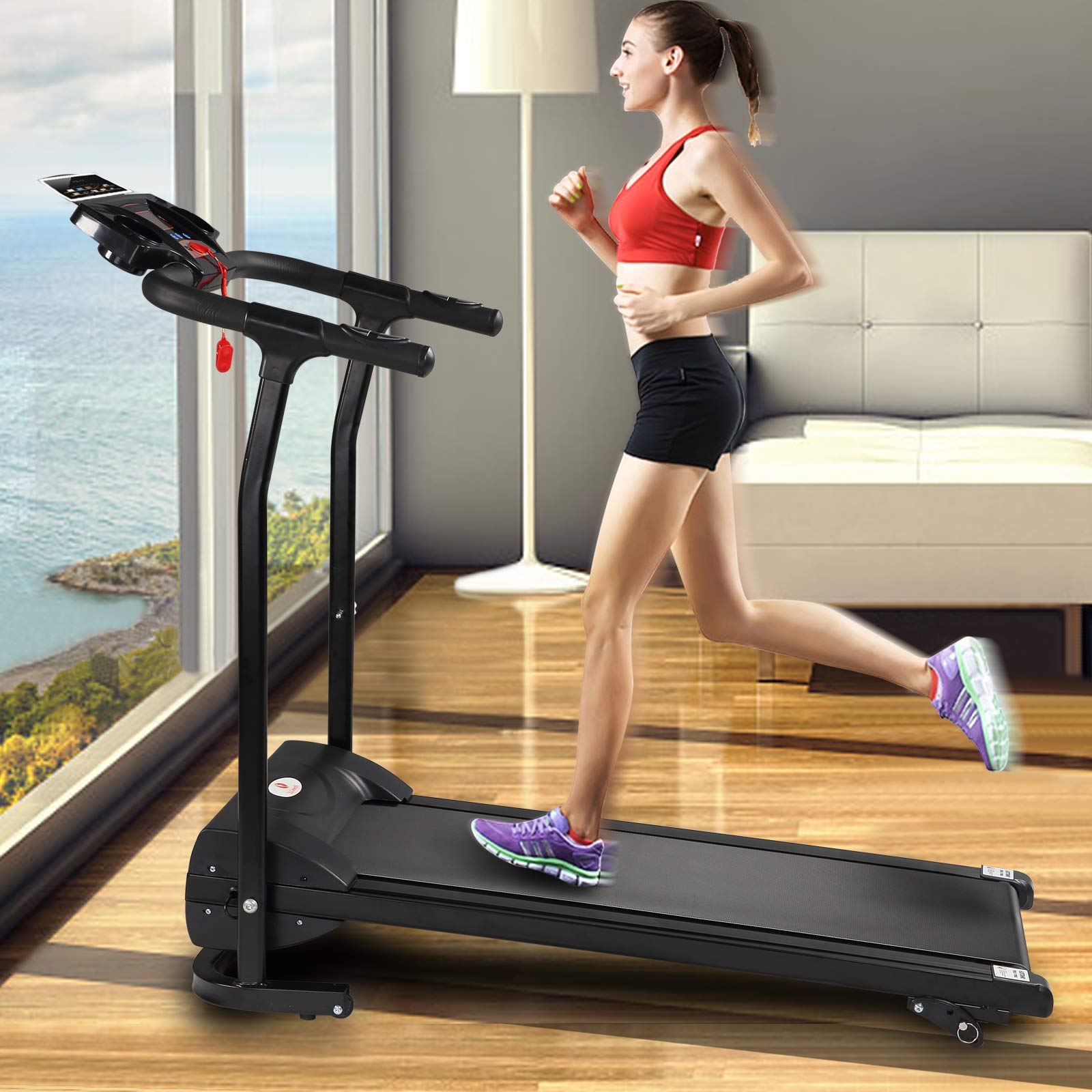 Smart 2HP Electric Folding Treadmill, 3 Levels Manual Incline Fitness Motorized Running Jogging Exercise Machine with W/PAD Holder, Hand Grip Pulse Sensor for Home Gym Cardio Workout Training Indoor…
