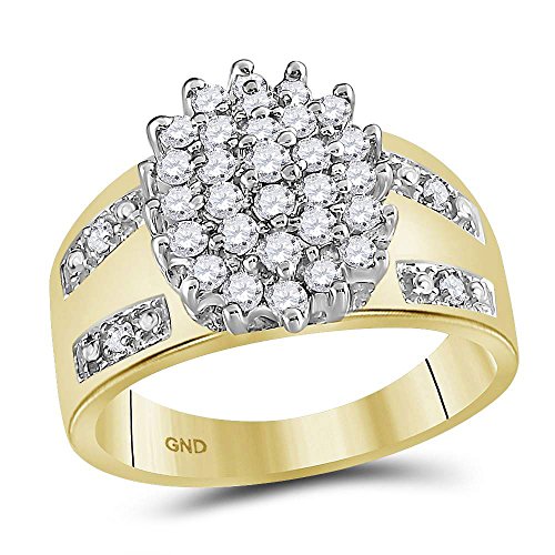 Sonia Jewels Size - 5-10k Yellow Gold Oval Shape Center Cluster Setting Round Cut Diamond Engagement Ring (1/2 cttw)
