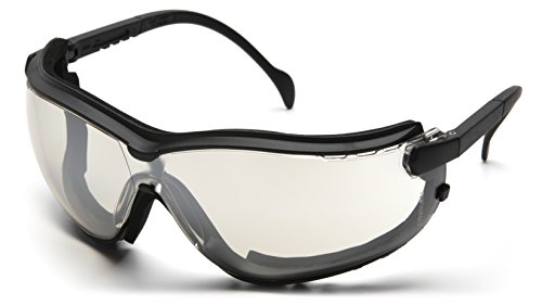 Pyramex V2G Safety Glasses, Black Frame/Indoor-Outdoor Mirror Anti-Fog Lens