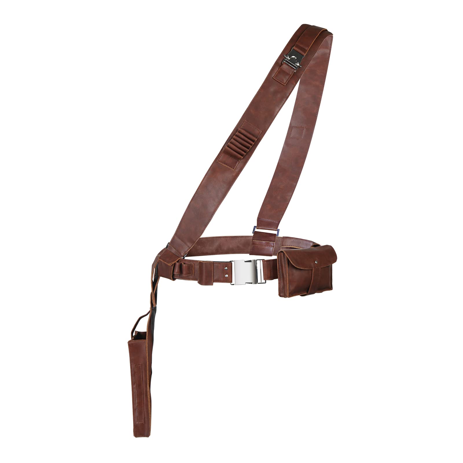 WeizhaonanCos Men Mandalorian Belt with Holster Adjustable Belt Brown Leather Halloween Cosplay Prop (Large)