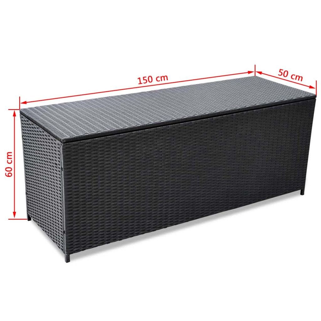 Unfade Memory Patio Outdoor Storage Box Wicker Storage Trunk PE Rattan Deck Boxes 59"x19.7"x23.6" Black