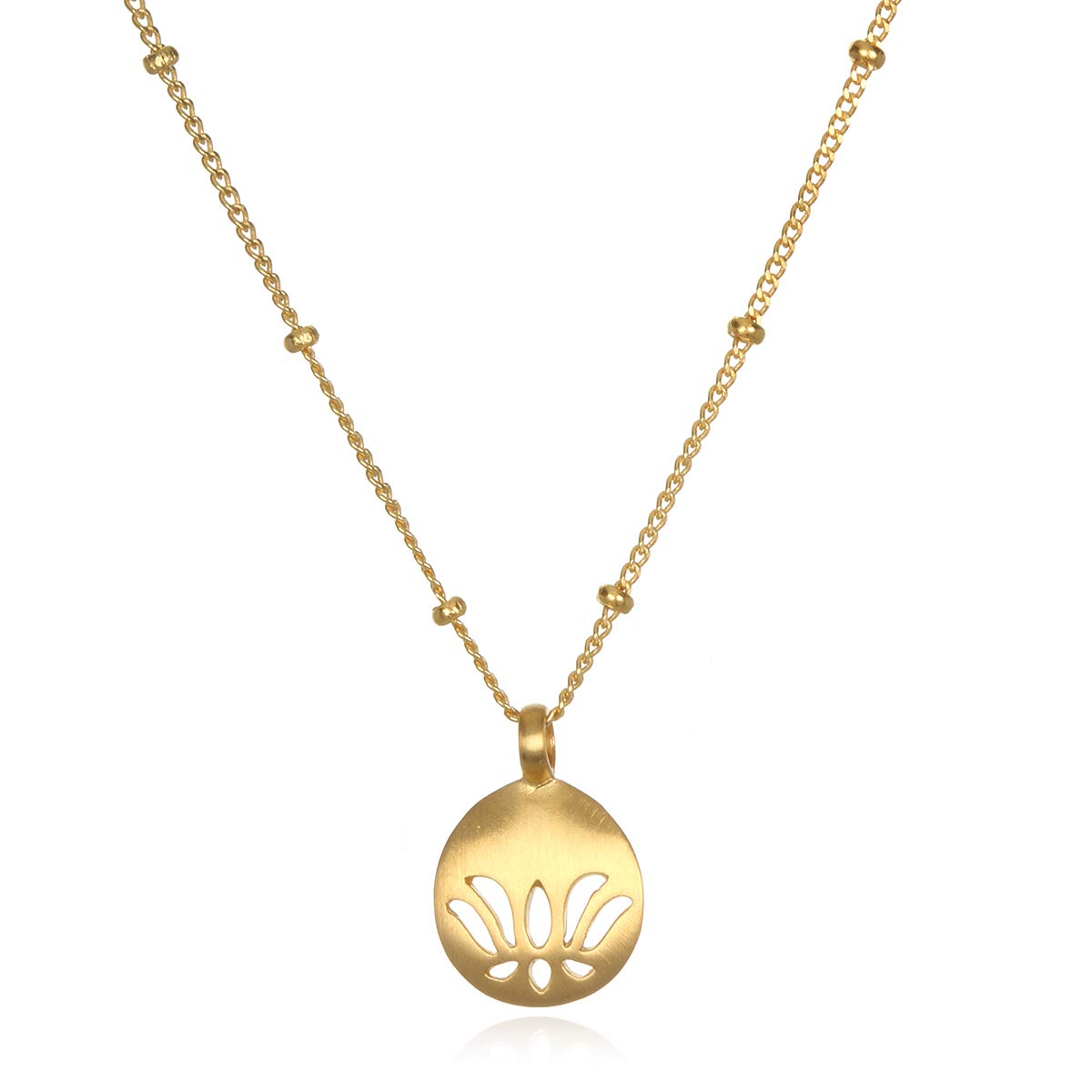 Satya Jewelry womens Gold Open Lotus Pendant Necklace 18-Inch, One Size