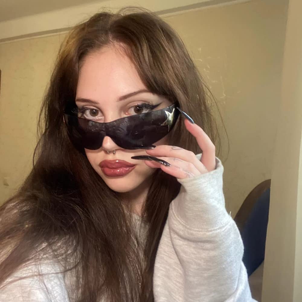 ZEWEI Rimless Y2K Sunglasses for Women, Fashion Shield Wrap Around Sunglasses Men Frameless Gradient Lens Sun Glasses Eyewear