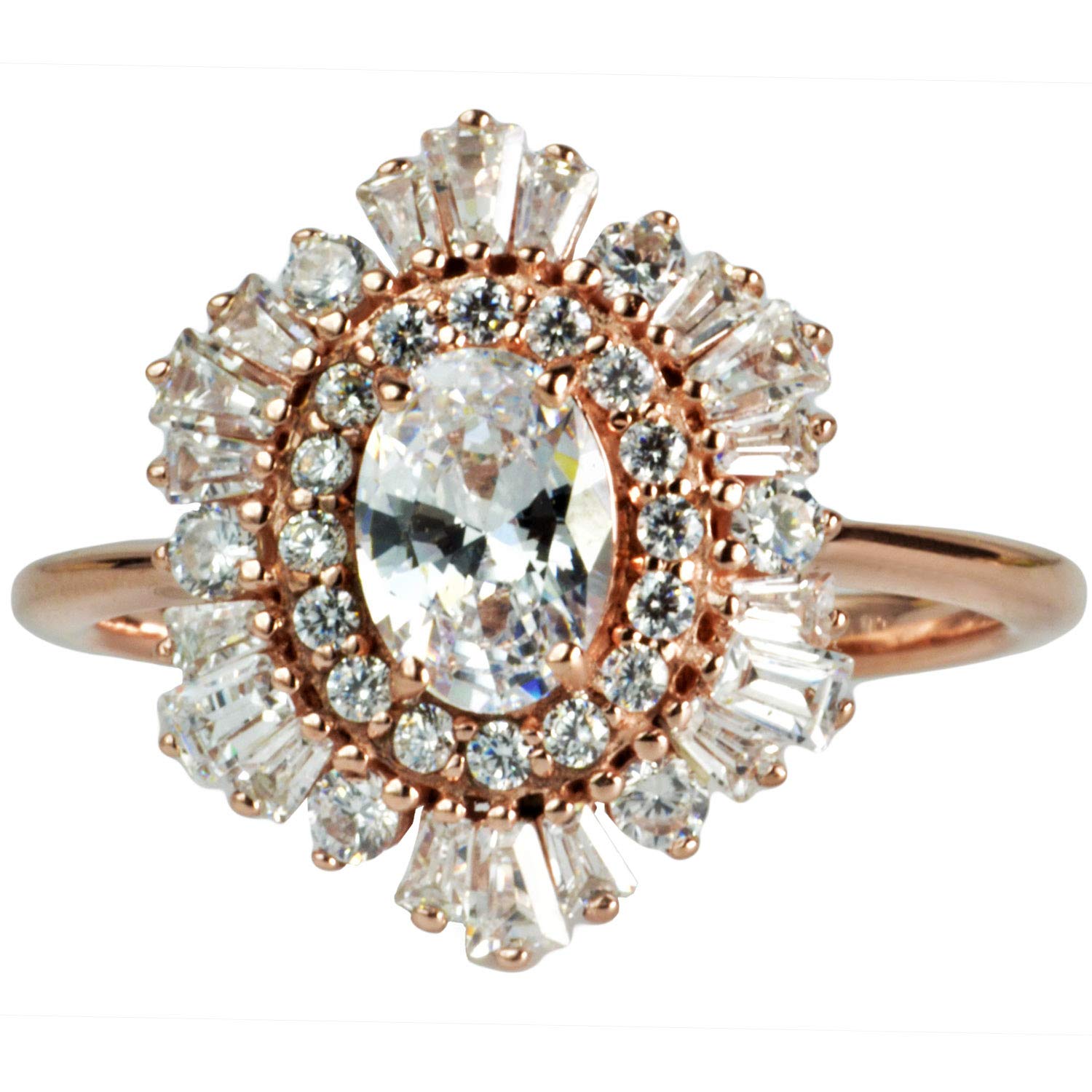Sylv Sun Ring Rose Gold 1.5ct CZ Diamond Total Weight 0.75ct Center Stone Vintage .925 Sterling Silver (6)