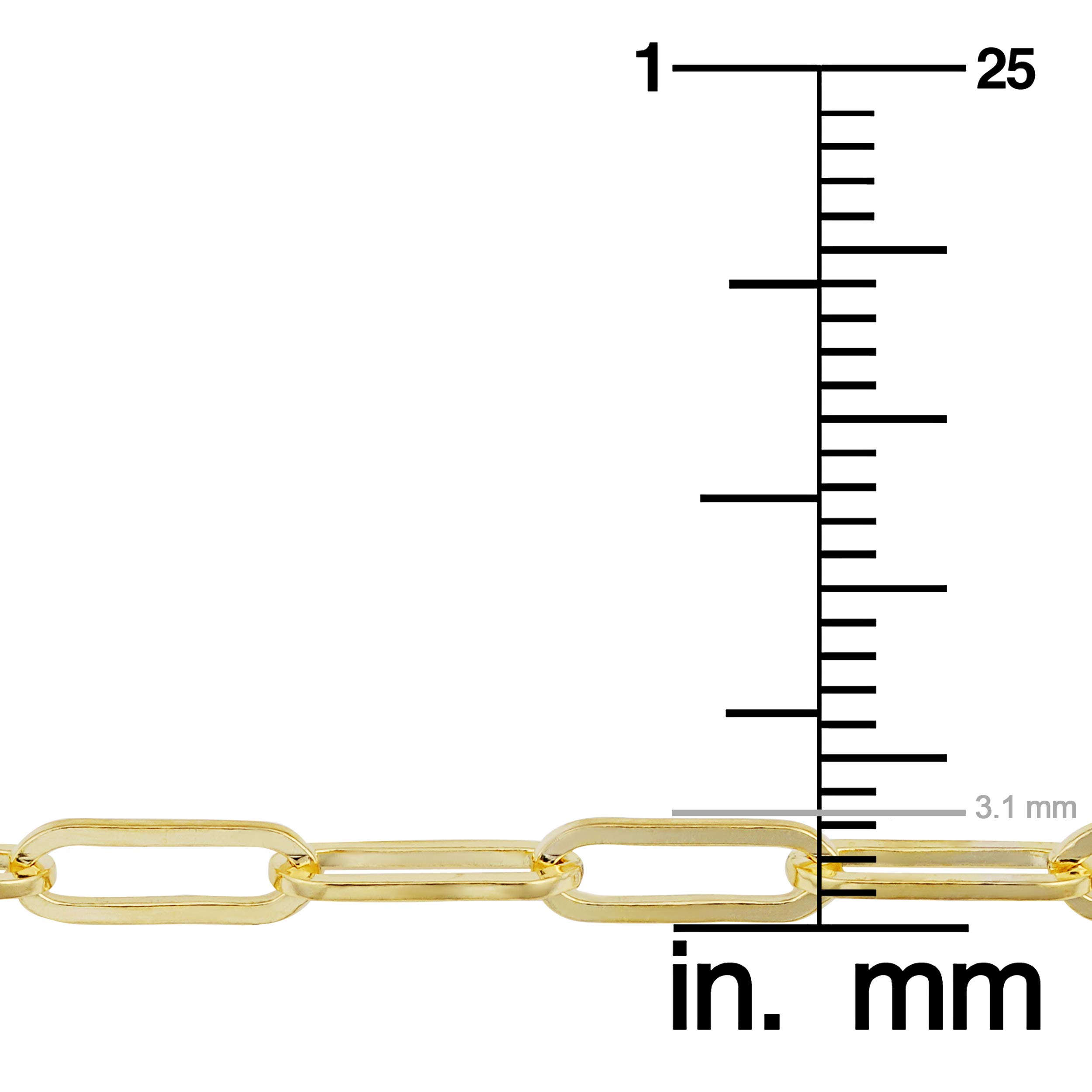 Solid 14k Yellow Gold Filled Paperclip Chain Bracelet for Women (3.1 mm, 7.5 inch)