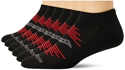Saucony Men's Multi-Pack Firework Ventilating Performance Comfort No-Show Socks, Grey/Black (6 Pairs), Shoe Size: 8-12