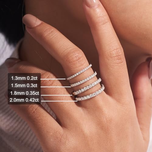 YODEWA Moissanite Wedding Band for Women Half Eternity 925 Sterling Silver 0.42ct DEF Color VVS Lab Created Diamond Thin Stackable Real Moissanite Anniversary Wedding Rings Size 7