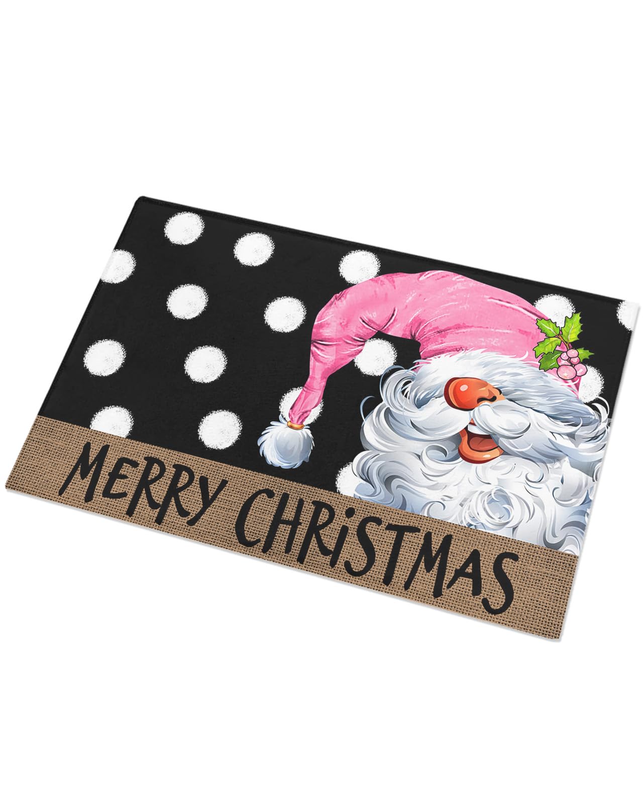Shag Door Mats Bath Rugs Christmas Pink Dwarf White Point Black,Soft Fluffy Doormats Non Slip Carpet Winter Gnome Brown Linen,Shaggy Fuzzy Area Throw Rug for Kitchen/Bathroom/Bedroom 16x24In