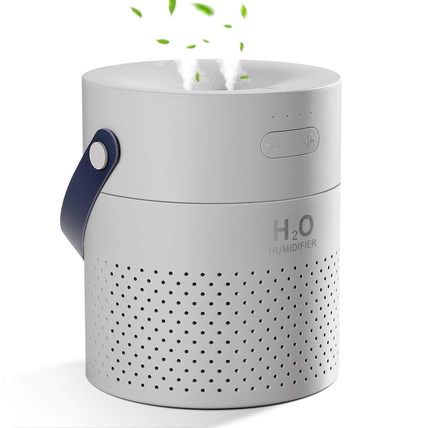 SmartDevil Portable Desk Humidifier,1.1L Cool Mist Humidifier with 4000mAh Battery Operated, Small Humidifier for Home Bedroom Office, Plants, Double-Head Spray, Colorful Night Light Function (Grey)