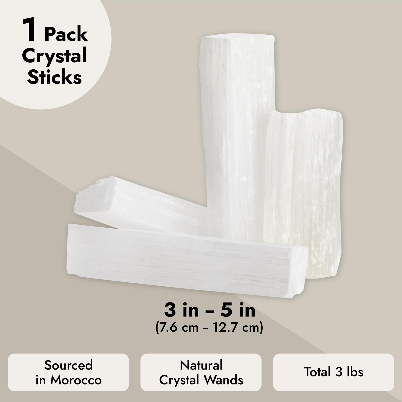 Wellbrite Selenite Wands Bulk, Large Healing Crystals Sticks for Meditation (3-5 in, 3 lbs)