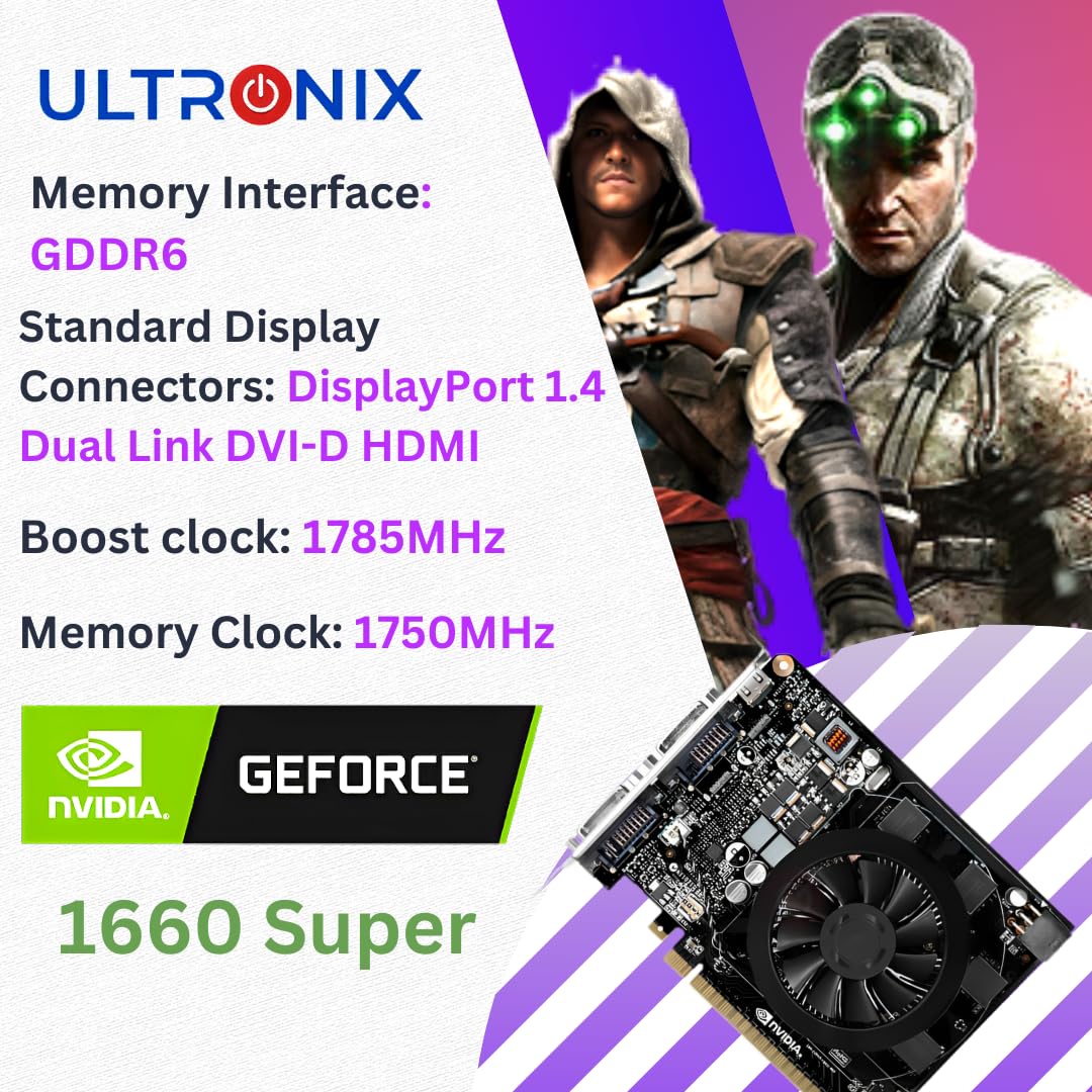 ULTRONIX Gaming Desktop, Intel Core I5 8TH GEN, Nvidia 1660 Super, 16GB RAM, 1TB SSD, Keyboard, Gaming Mouse, Mouse Pad, Headset Combo