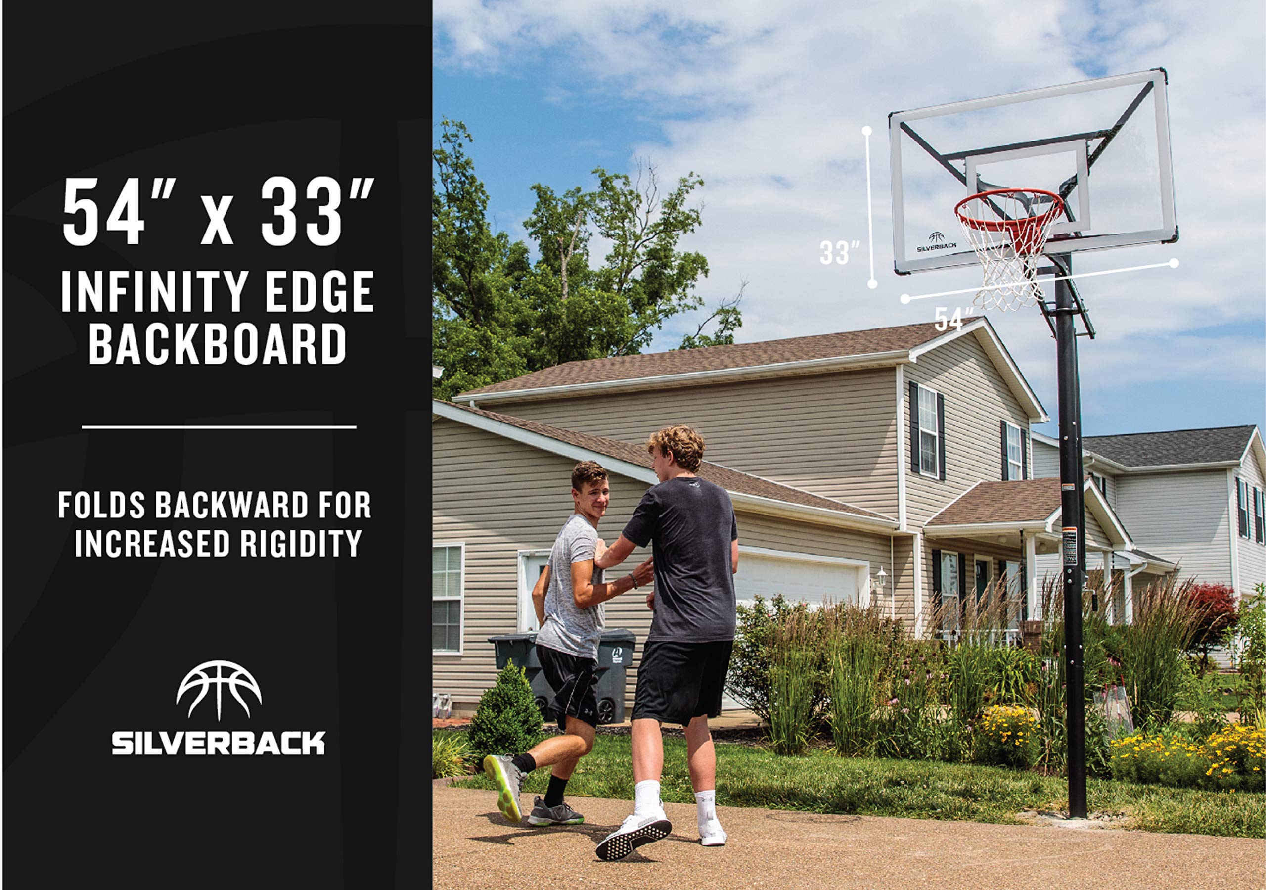 Silverback NXT 54" In-Ground Basketball Hoop with Adjustable-Height Backboard and QuickPlay Design , Black