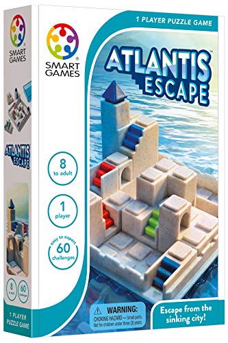 SmartGames Atlantis Escape; a 3D Path-Building Travel Game for Kids and Adults, a STEM Focused Cognitive Skill-Building Brain Game - Brain Teaser for Ages 8 & Up, 60 Challenges.