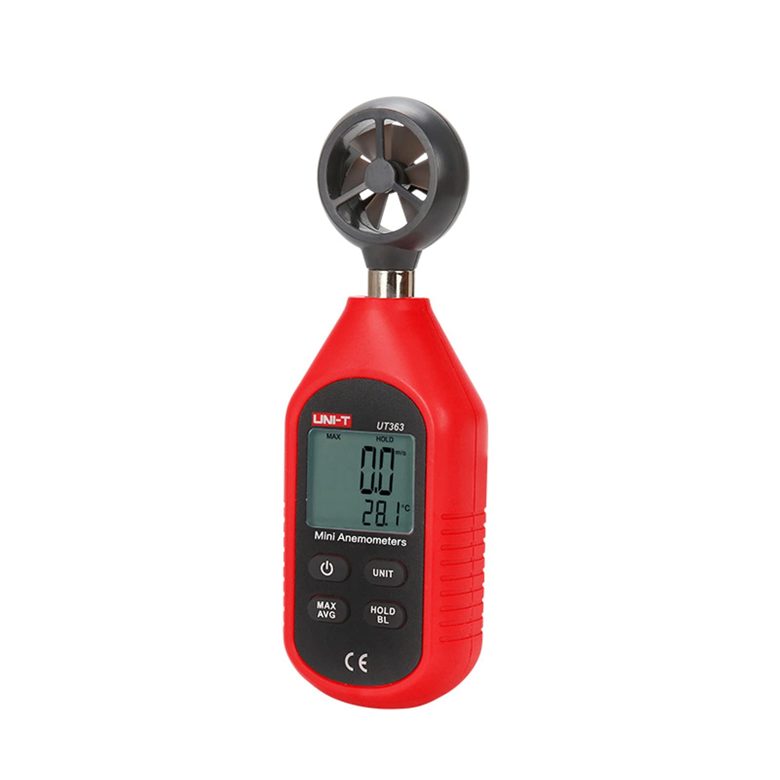 UNI-T Handheld Mini Digital Anemometer,Wind Speed Meter with Thermometer and Max/Min, for Weather Data Collection and Outdoors Sports Windsurfing Sailing with Backlight LCD Display (UT363)