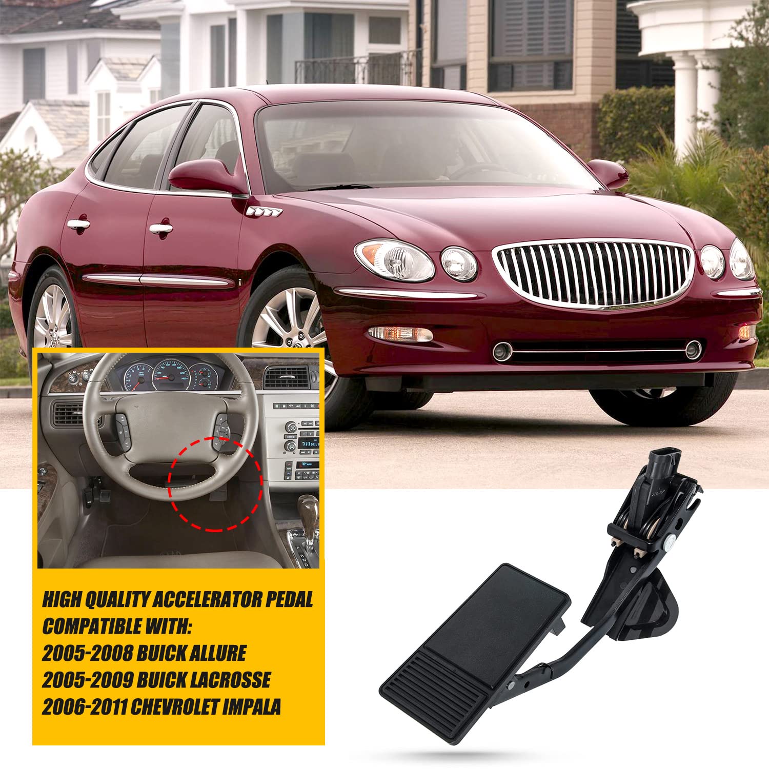 Wztepeng Replace# 25830023 Accelerator Pedal with Position Sensor Compatible with 2006-2008 Chevrolet Impala 2005-2008 Buick Allure 2005-2008 Buick Lacrosse