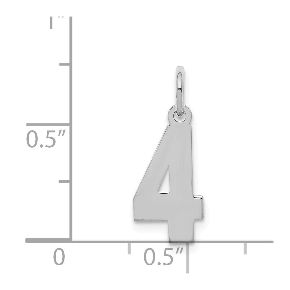 Solid 925 Sterling Silver Small Number 4 Charm Pendant - 20mm x 4mm