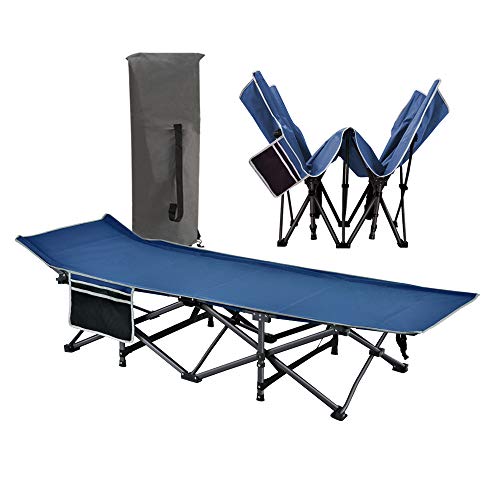 SNNERTY Folding Bed, Blue Camping Bed, Crib, Suitable for Camping Hiking Garden Beach Vacation and Family Rest