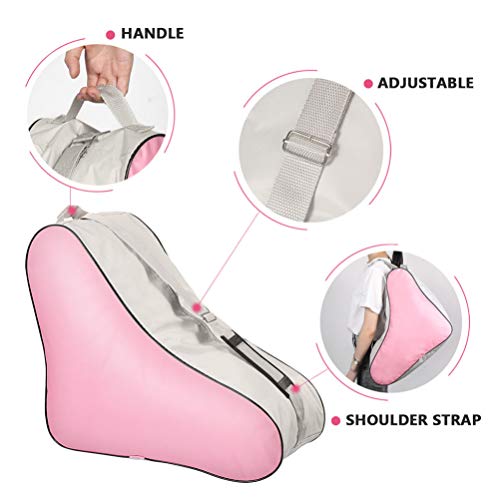 VOSAREA 2PCS Ice Skate Bags Triangle Roller Skates Tote Bag Rollerskates Ice Skating Bags Roller Ski Boot Bag for Ice Skate Protective Gears Kids Adults(Pink)