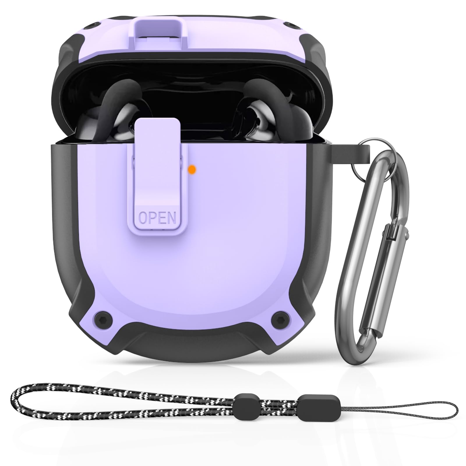 Secure Lock Bose QuietComfort Earbuds II Case(2022)&Bose QuietComfort Ultra Case(2023),WOFRO Full-Body Shockproof Protective Bose Earbuds 2 Case Cover Hard Accessories with Carabiner&Lanyard(Purple)