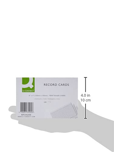 Q-Connect Record Card 152x102mm Ruled Feint White (100 Pack)