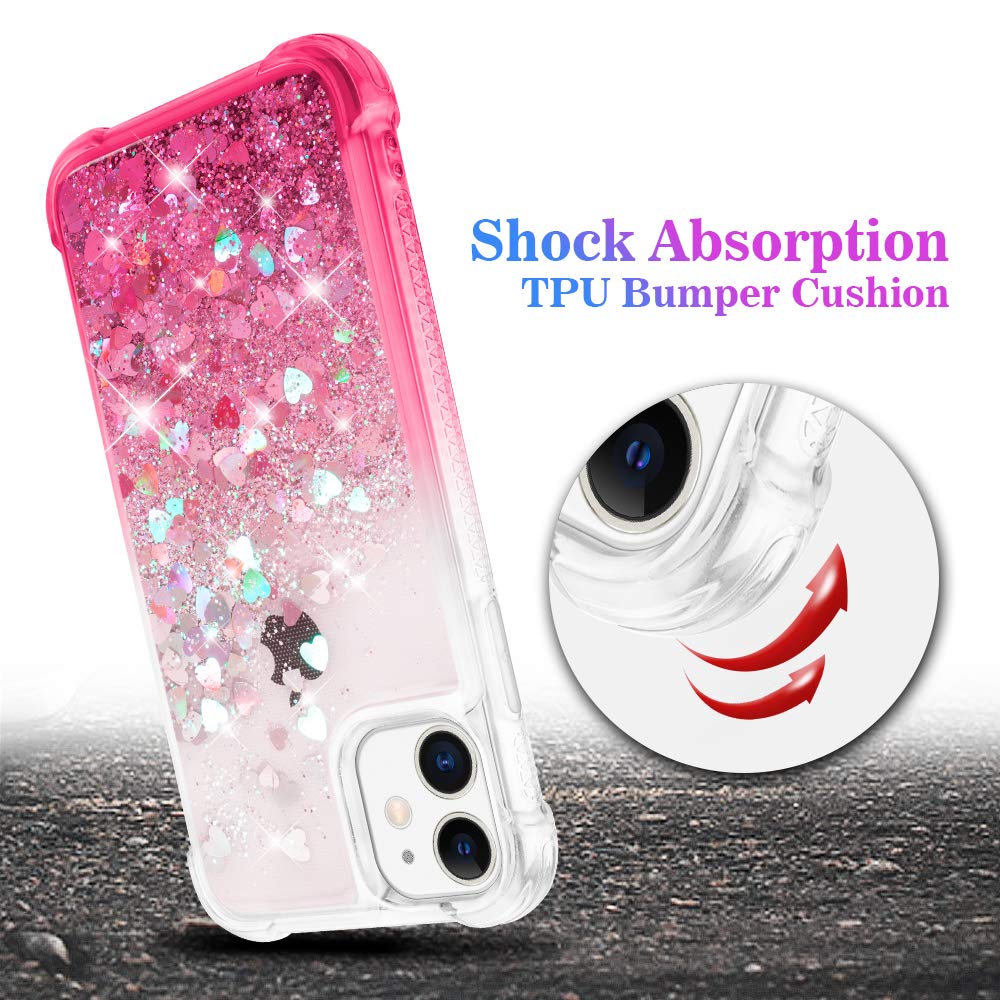 Ruky iPhone 11 Case, iPhone 11 Glitter Case, Gradient Quicksand Series Glitter Flowing Liquid Floating Soft TPU Bumper Cushion Girls Women Phone Case for iPhone 11 6.1 inches 2019 (Gradient Pink)