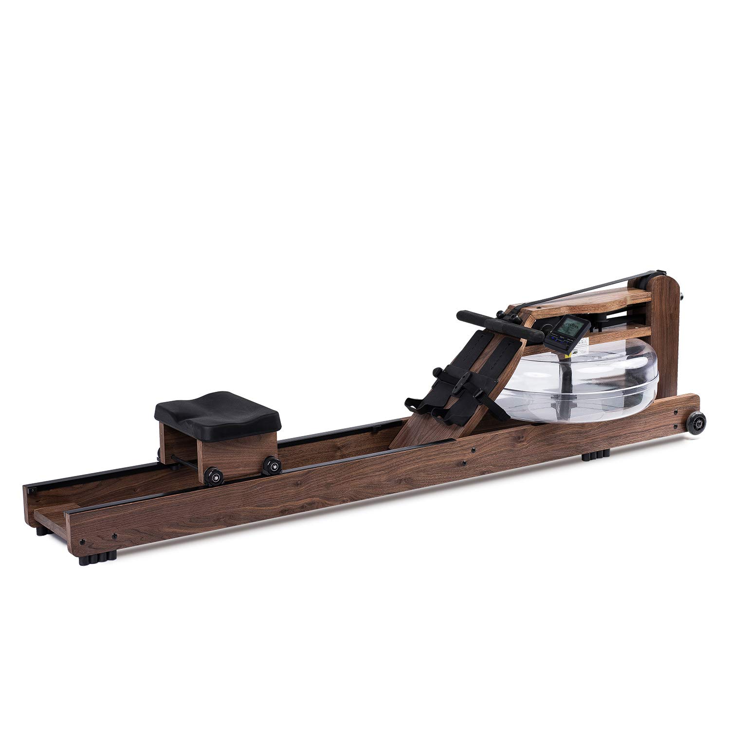 Rowing Machine Black Walnut Wood Water Rower with Bluetooth Monitor for Home Gyms Indoor Training Use(Including an Automatic Pump)