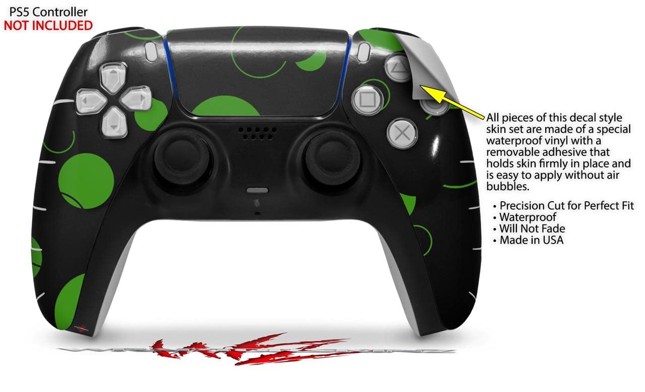 WraptorSkinz Skin Wrap compatible with Sony PS5 DualSense Controller Lots of Dots Green on Black (CONTROLLER NOT INCLUDED)