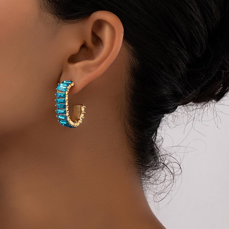 Zircon Clip Earrings Non Pierced,CZ Clip On Ear Cuffs Pressure Stud Earrings,Chunky Crystal Clip Ear Cuff Prom Spiral Compression Earrings for Women (Silver)