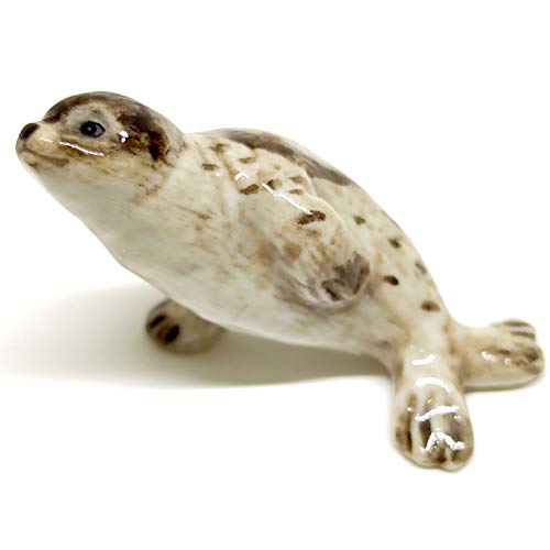 SSJSHOP Earless Seal Dollhouse Miniature Figurines Hand Painted Ceramic Animals Collectible Gift Home Garden Decor