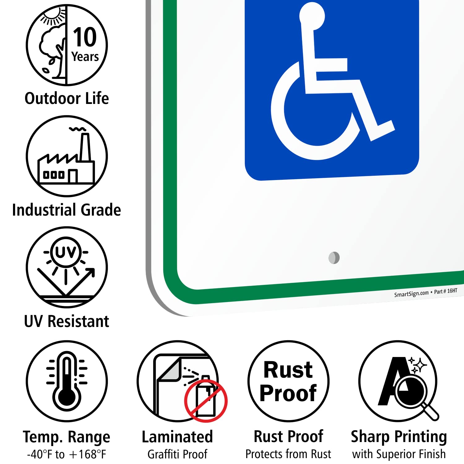 SmartSign Basics Reserved Parking Federal Handicap Parking Sign | 12" x 18" Engineer Grade Reflective ACM