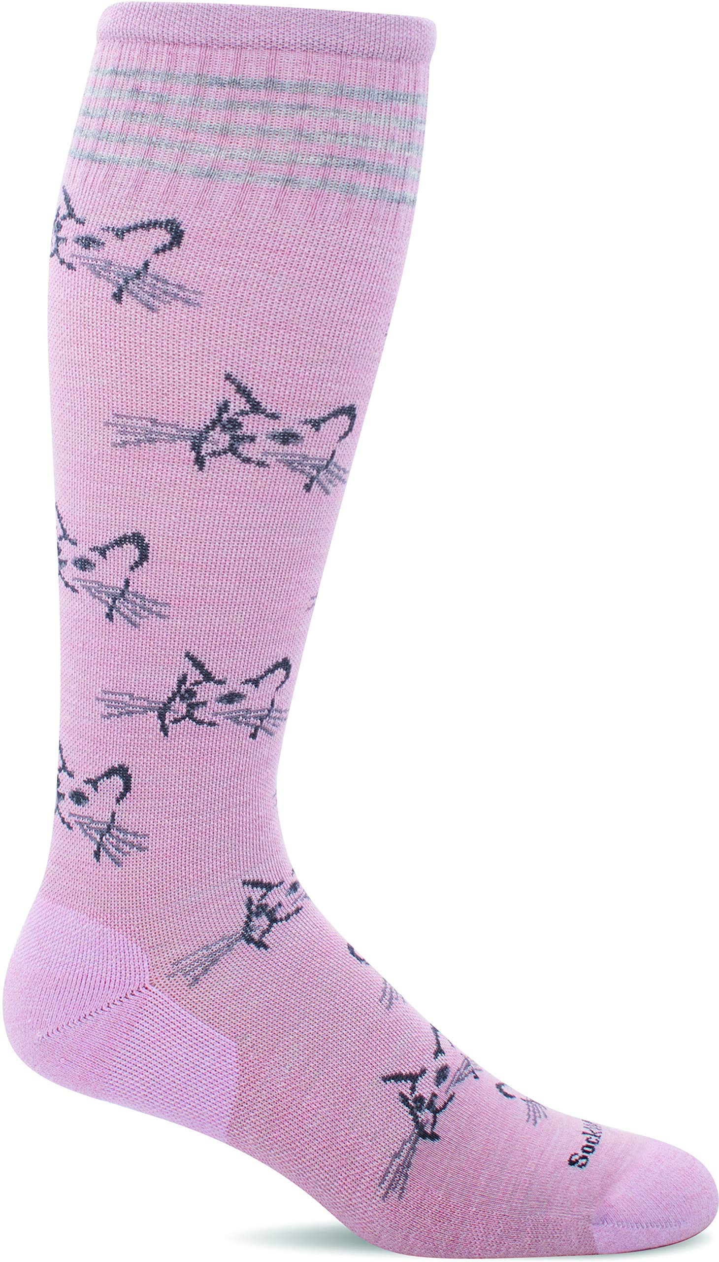 Sockwell Women's Feline Fancy Moderate Graduated Compression Sock, Rose - M/L