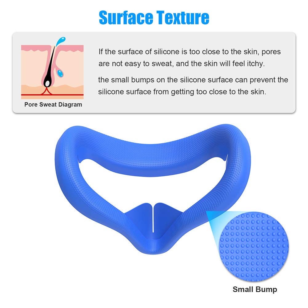 VR Silicone Ma-sk Oculus Quest 2 Face Cover, Gaming Accessories for Oculus Quest 2 Face Cushion Facial Pad Face Sweatproof Washable, Standard Eye Pad, Light Blocking