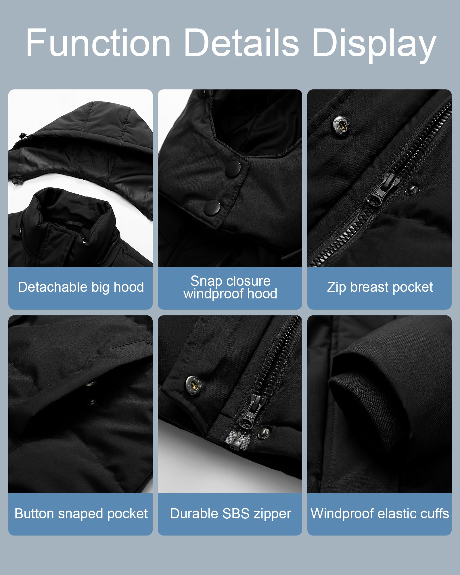 Pursky Women's Teen Lightweight Short Winter Hooded Coat Waterproof Warm Puffer Jacket Parka Black M