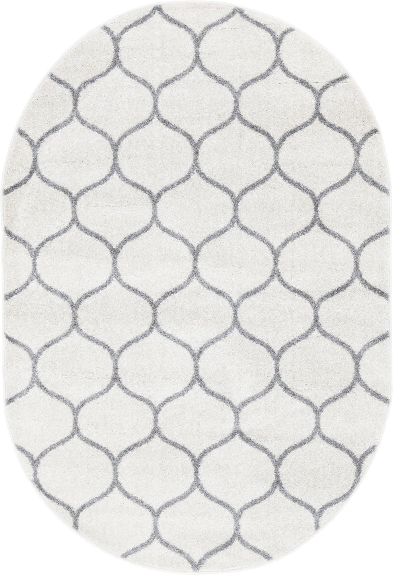 Unique Loom Trellis Frieze Collection Area Rug - Rounded (4' x 6' Oval, Ivory/ Gray)