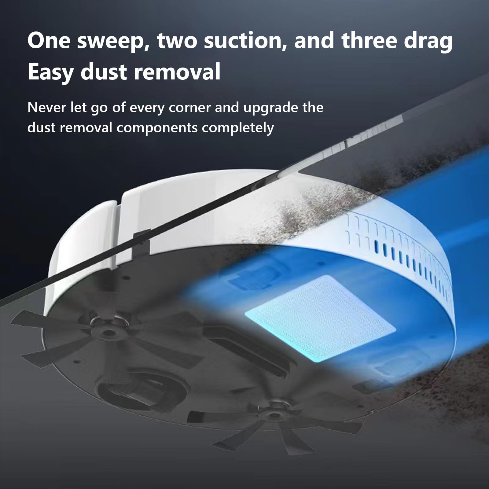 Robot Vacuum and Mop, 3 in 1 Robotic Vacuum Cleaner with Watertank/Dustbin/Brush, Blocked by Hair, Self-Emptying, Reactive Tech Obstacle Avoidance, Ideal for Hard Floor