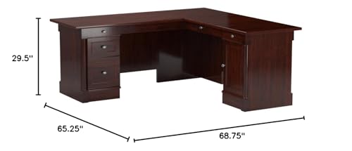 Sauder Office Furniture Palladia Collection Cherry Finish L-Shaped Desk with Right Return