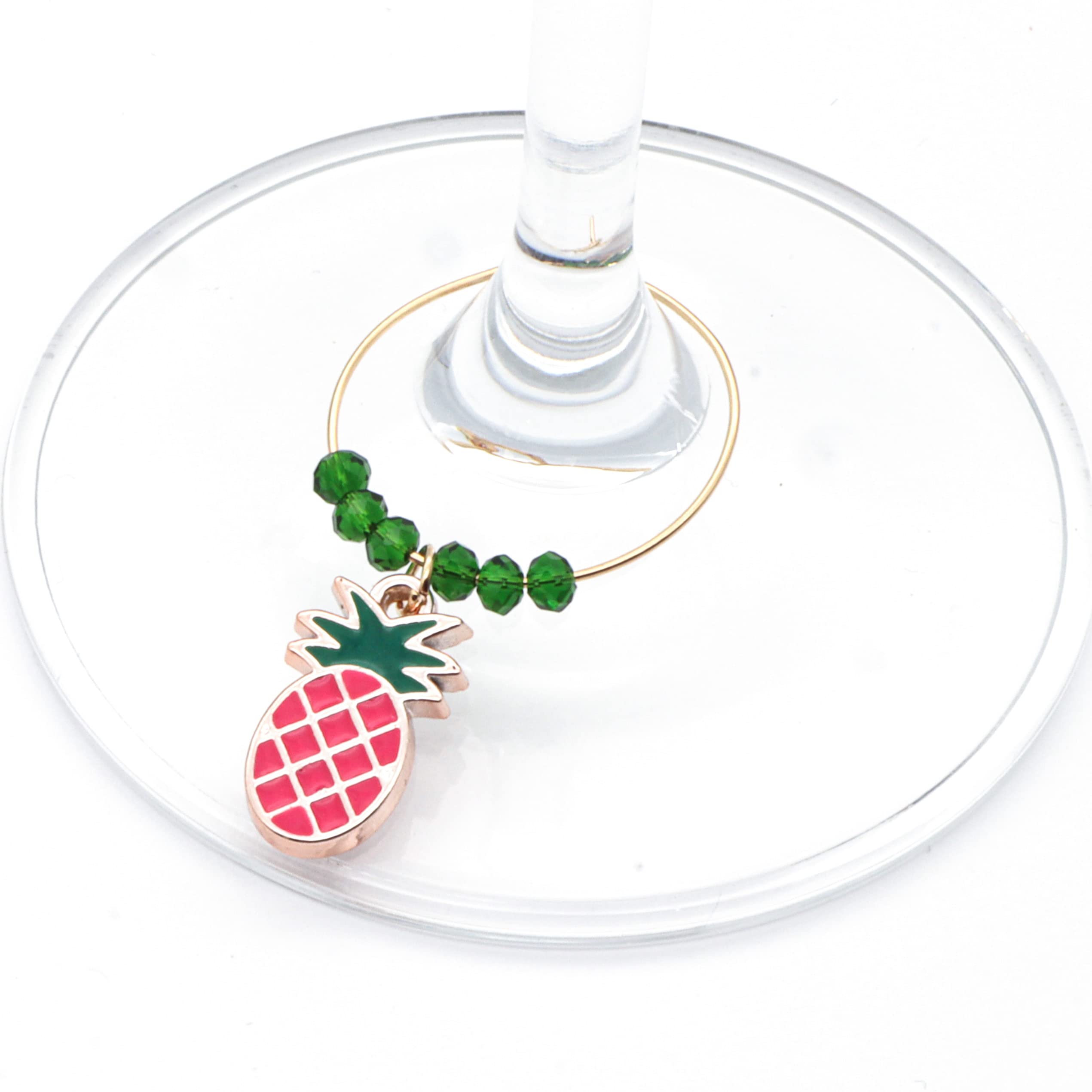 Pineapple Wine Charms, Set of 6 Pineapple Glass Markers, Pineapple Gift