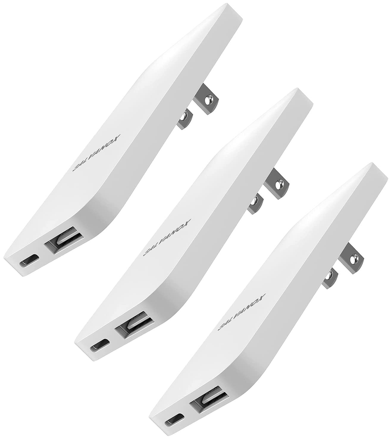 Type C Flat Wall Charger, Galvanox Ultra Slim (Multi-Port Power Adapter) for iPhone 11/12/13 iPhone 14 Pro/Max and Samsung Galaxy Models, 20W Fast Charging Outlet Plug - 3 Pack (Dual USB-C USB-A)
