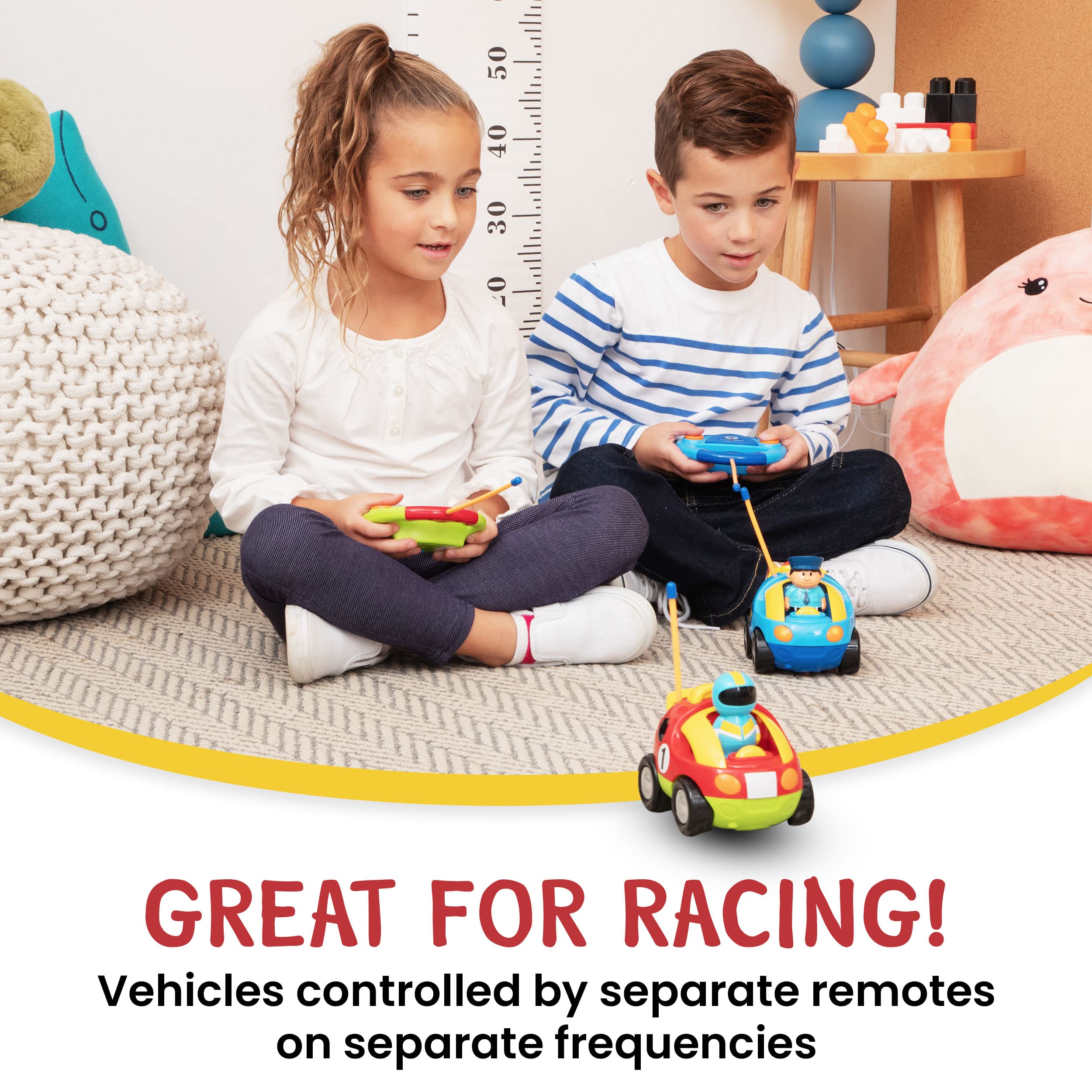 PREXTEX 2pk Remote Control Cars for 3-5 Year Old Boys - Truck & Tractor Toddler Toys