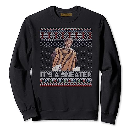Unisex It's A Sweater Ugly Christmas Sweatshirt (Black, Large)